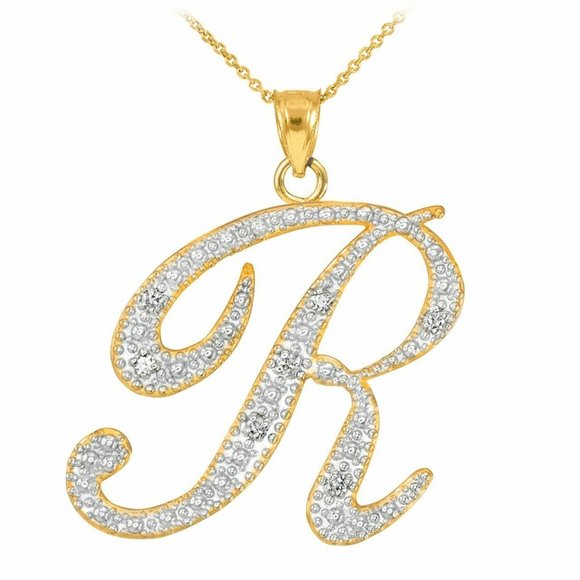 Element Shine | Jewelry | 4k Real Gold Initial Letter R Diamond ...